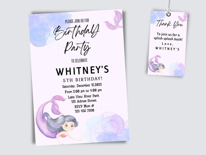 Editable Mermaid Birthday Invitation, Printable Mermaid Invitation ...