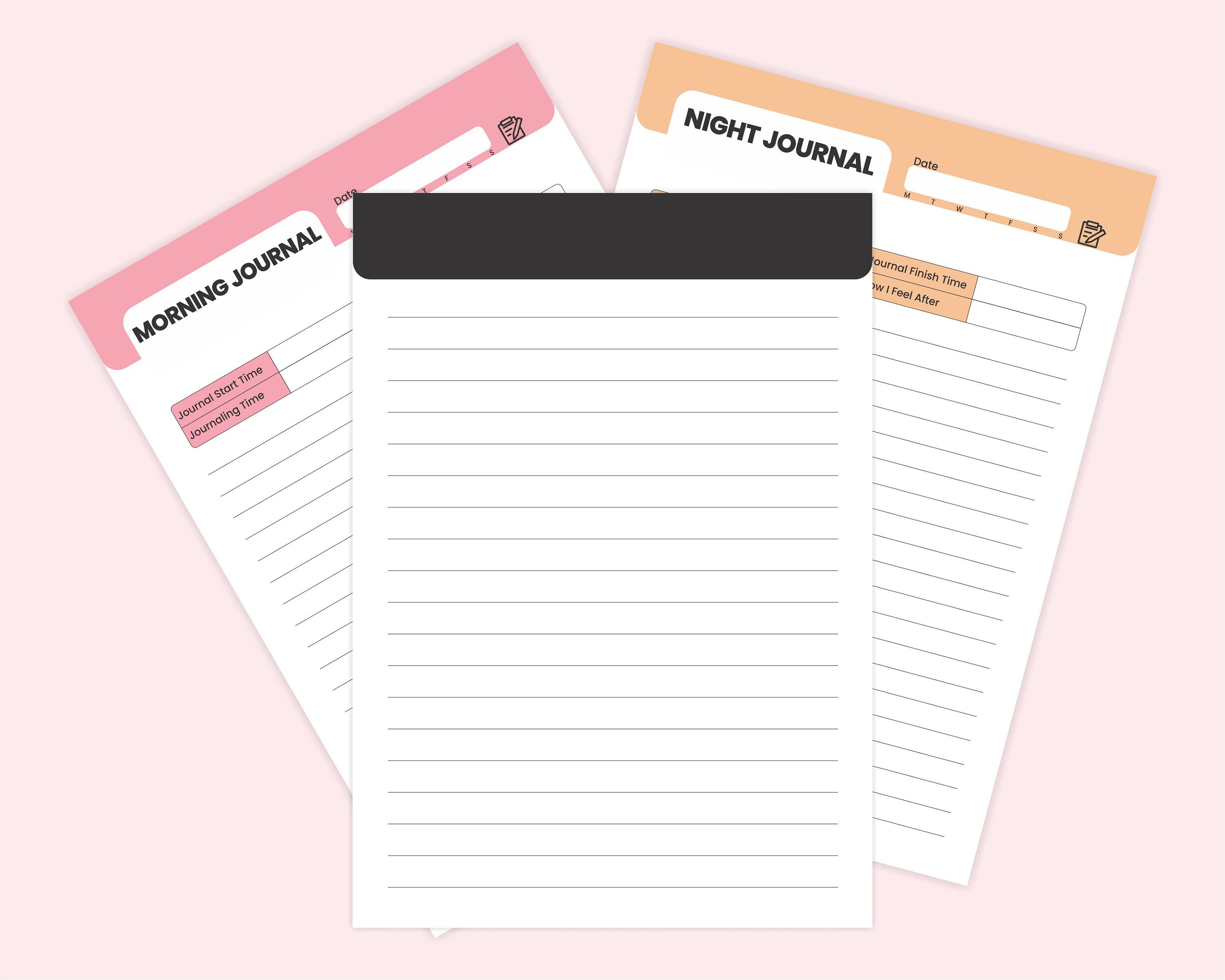 Printable Daily Morning and Night Lined Journal, Daytime Tracking ...