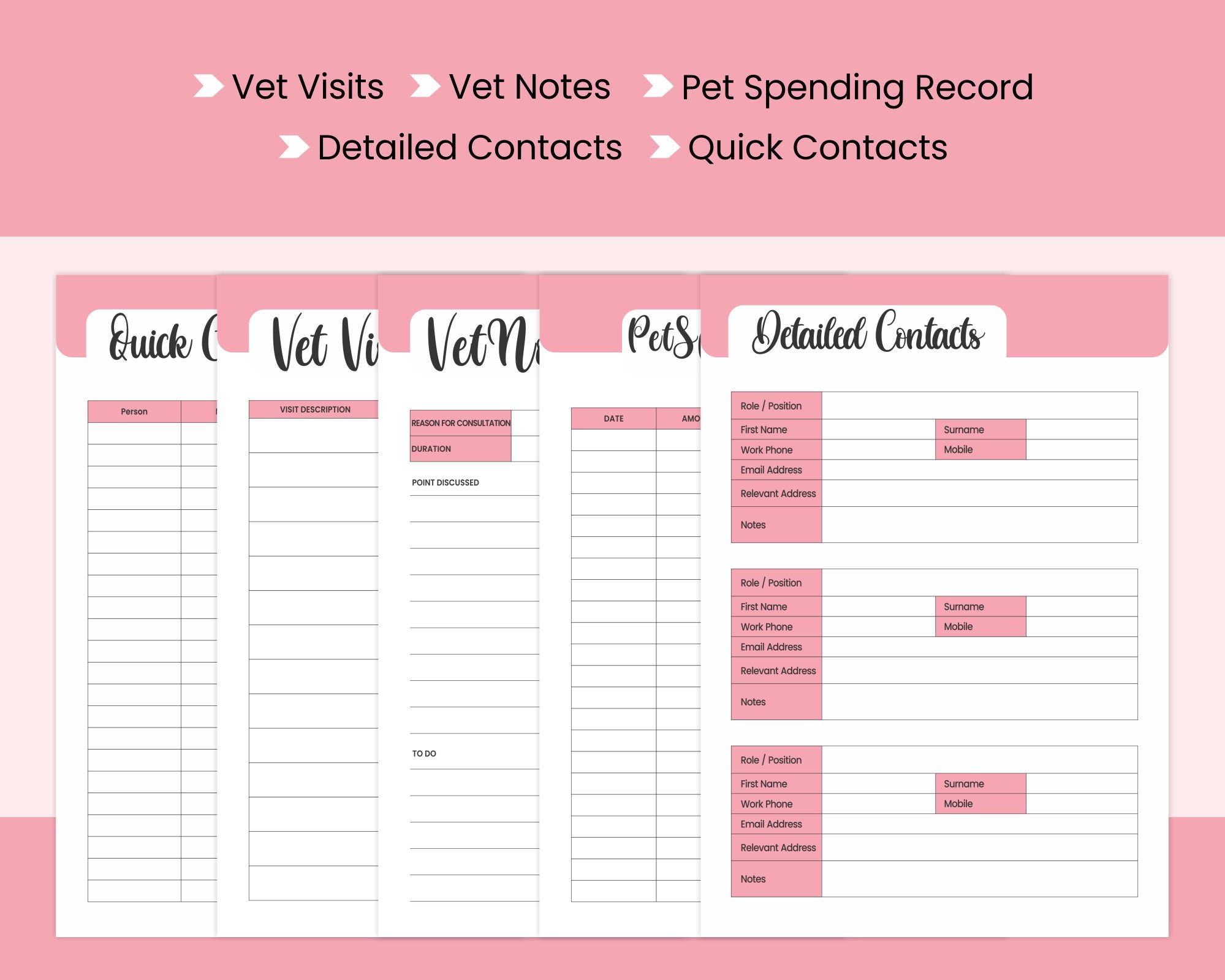 Printable Pet Information Log Ultimate Puppy Care Templates Dog Trainer ...