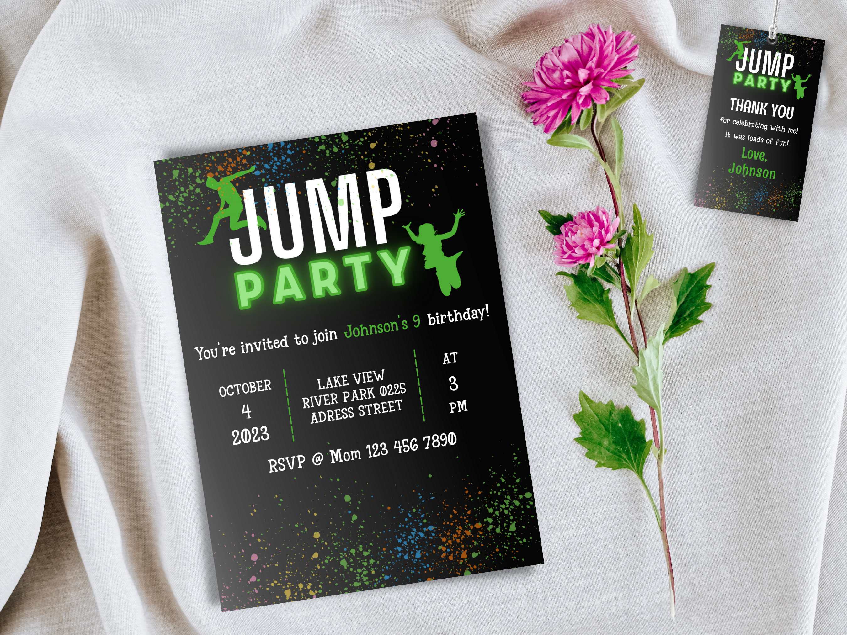 Trampoline Park Birthday Invitation, Trampoline Party, Jump Birthday ...