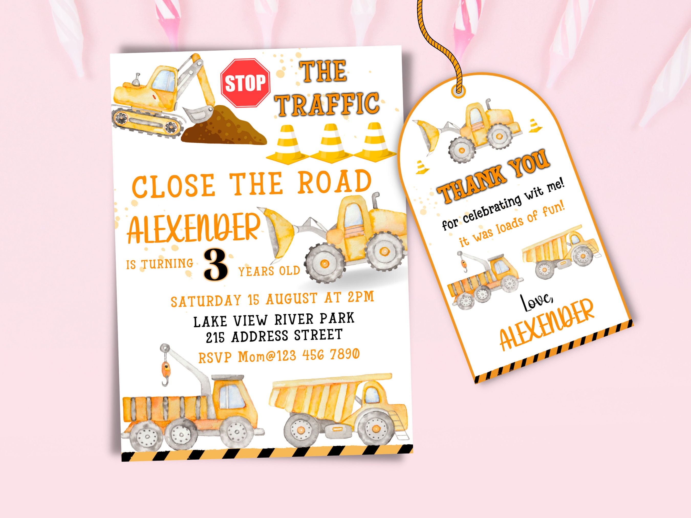 Construction Birthday Party Invitation, Editable Construction ...