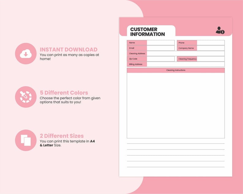 Printable Customer Information Cleaning Pdf Template Digital Cleaning ...