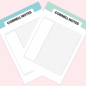 Printable College Student Cornell Study Notes, PDF Lined Notes Taking ...