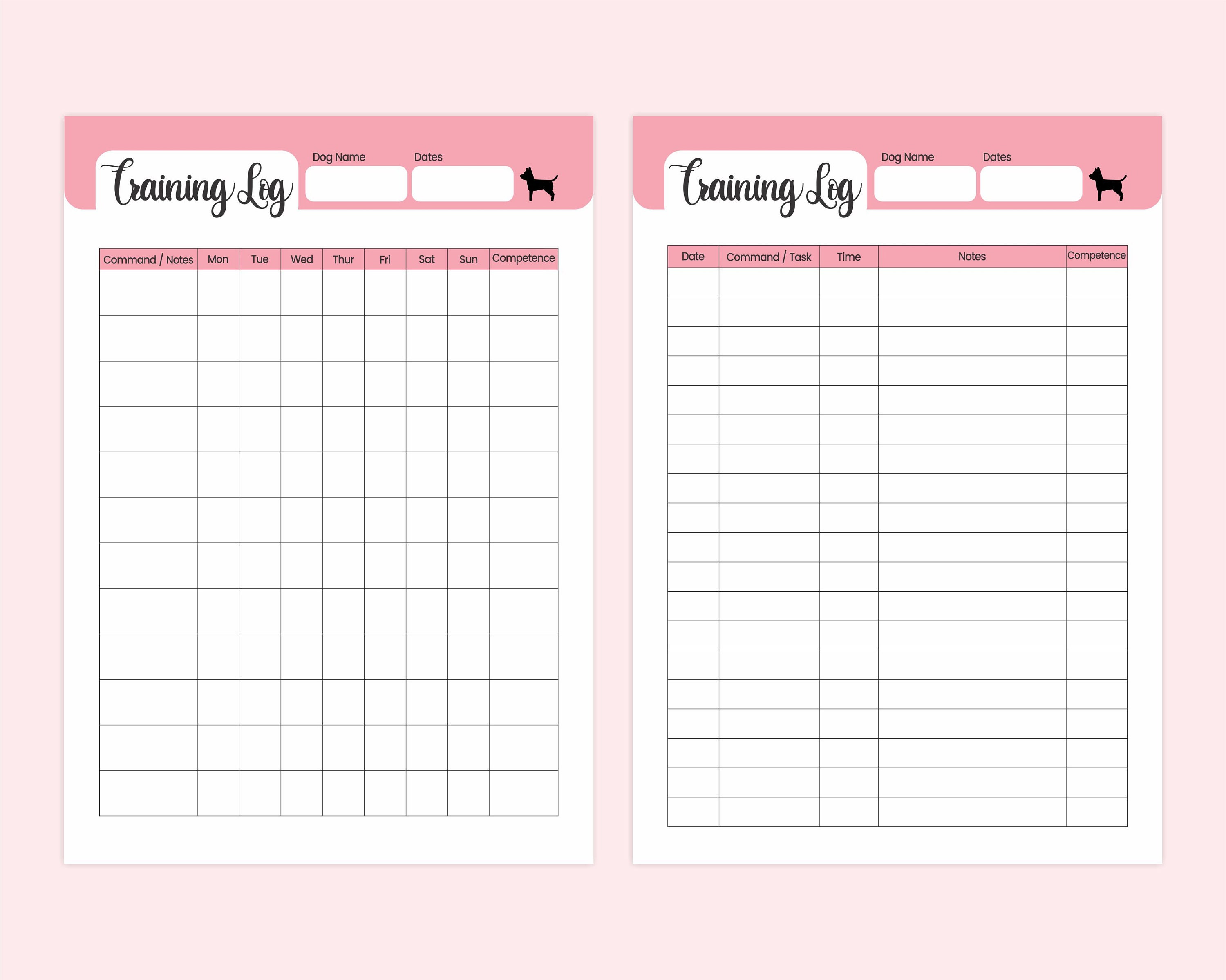 Printable New Puppy Training Log, A4 Puppy Checklist, Pet Grooming ...