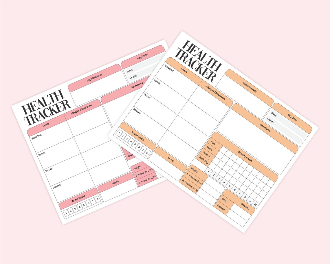 Printable Daily Health Tracking Sheet, Digital Chronic Illness ...