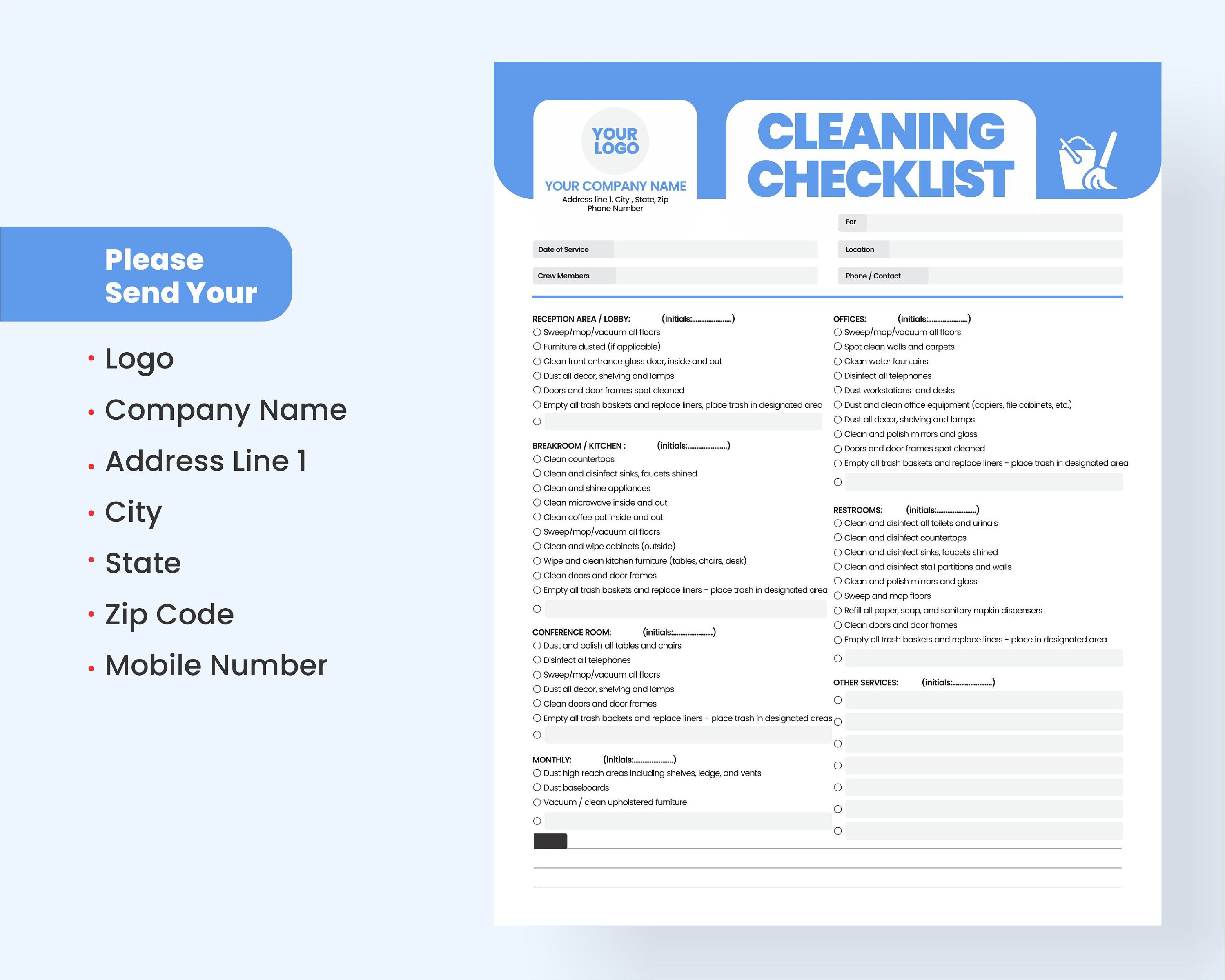 Personalized Cleaning Checklist for Small Business Owners, Printable ...