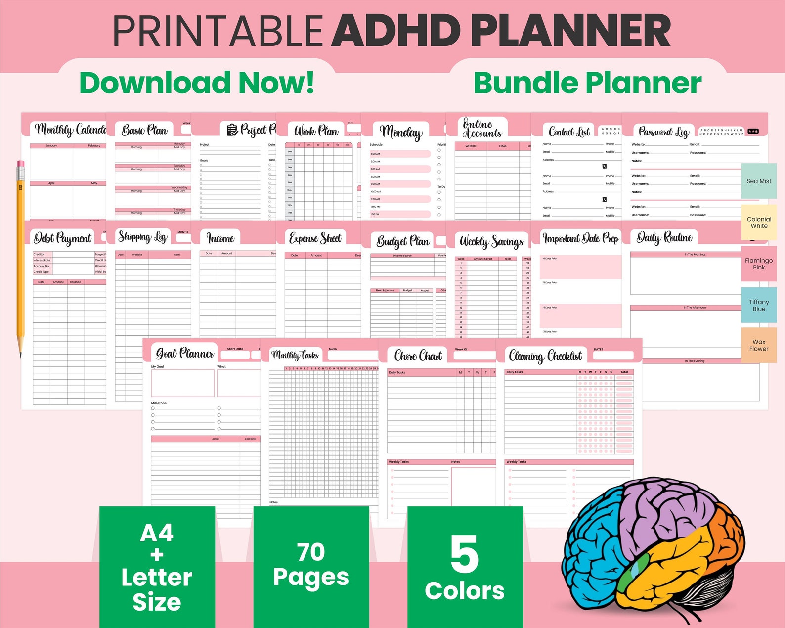 Ultimate Adhd Planner Adults Printable Mental Health Organizer Autistic ...