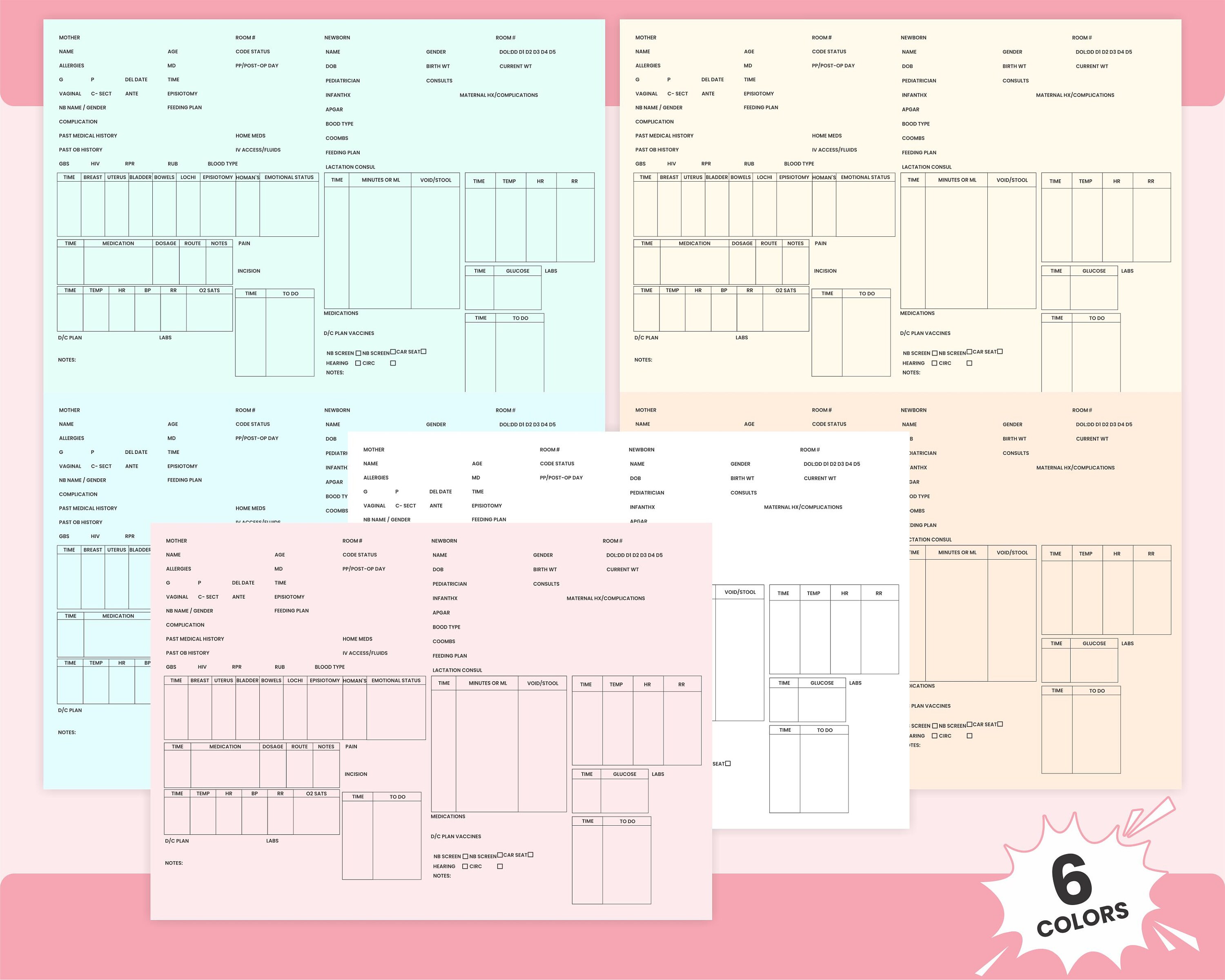 Printable 1 Patient Maternity Postpartum Nursing Report Sheet, Digital ...