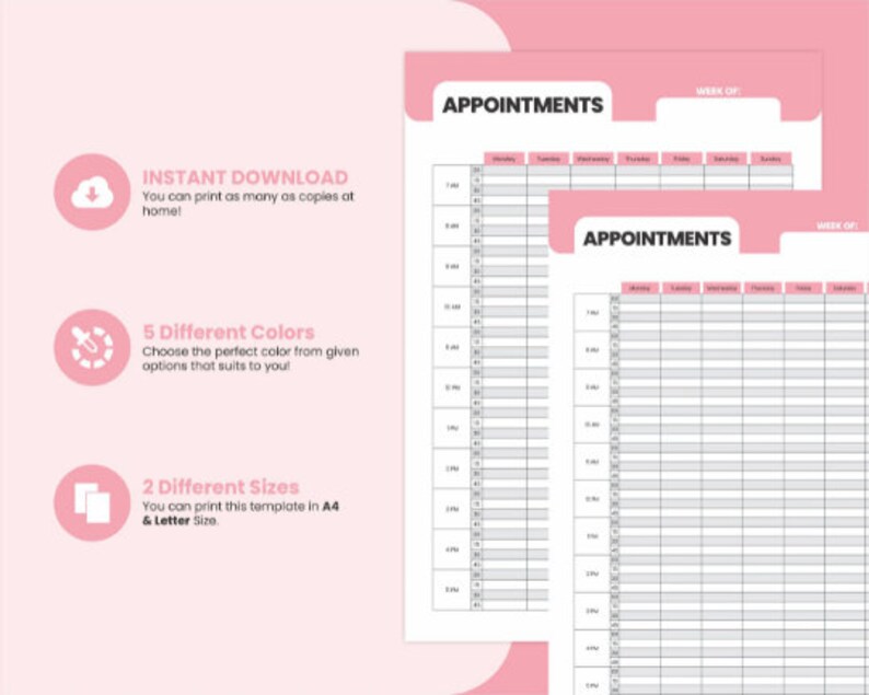 Printable Appointment Book for Small Business Digital Customer Booking ...