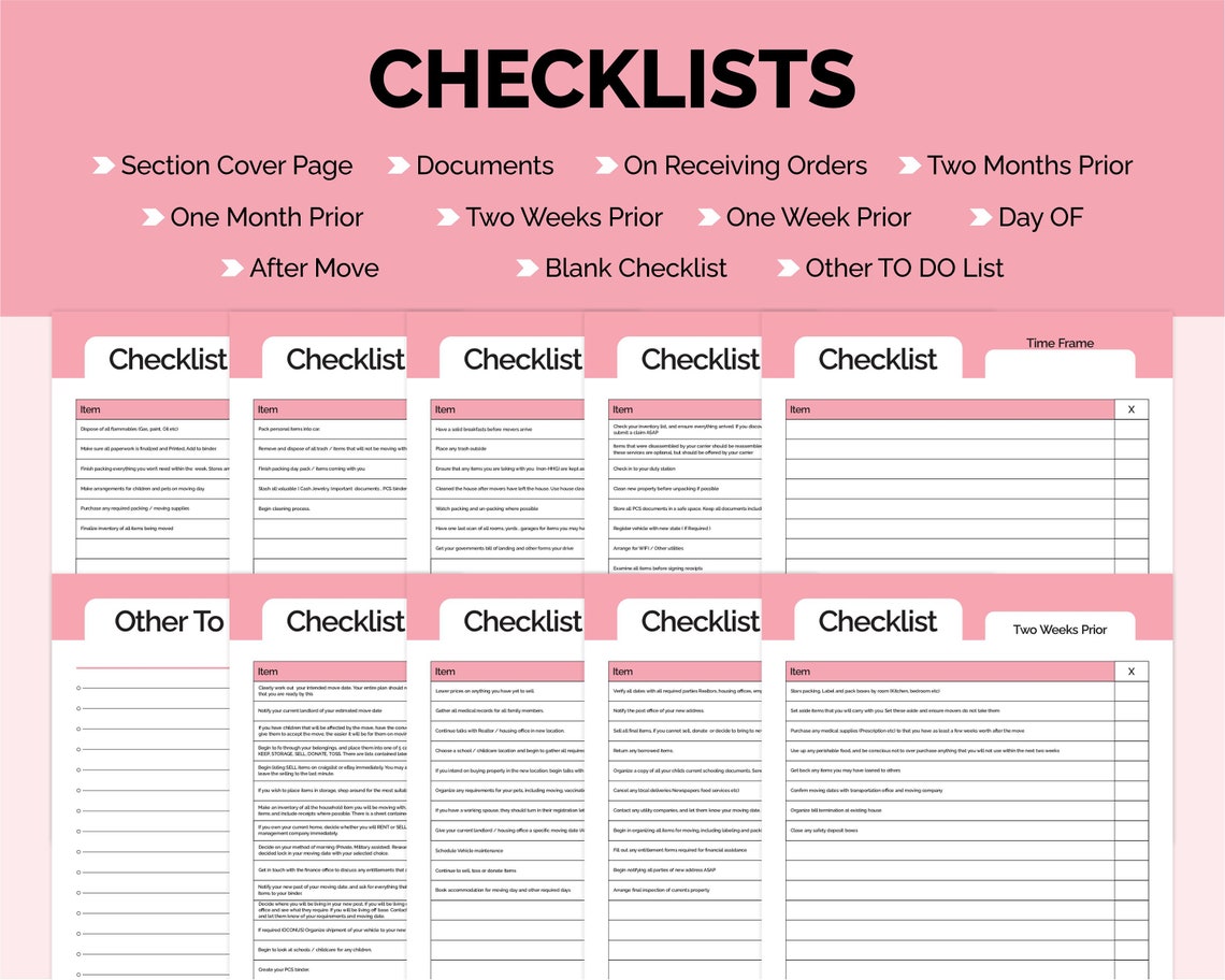 Pcs Binder Printable, A4 Moving Planner, Military Move Planner, Pcs ...