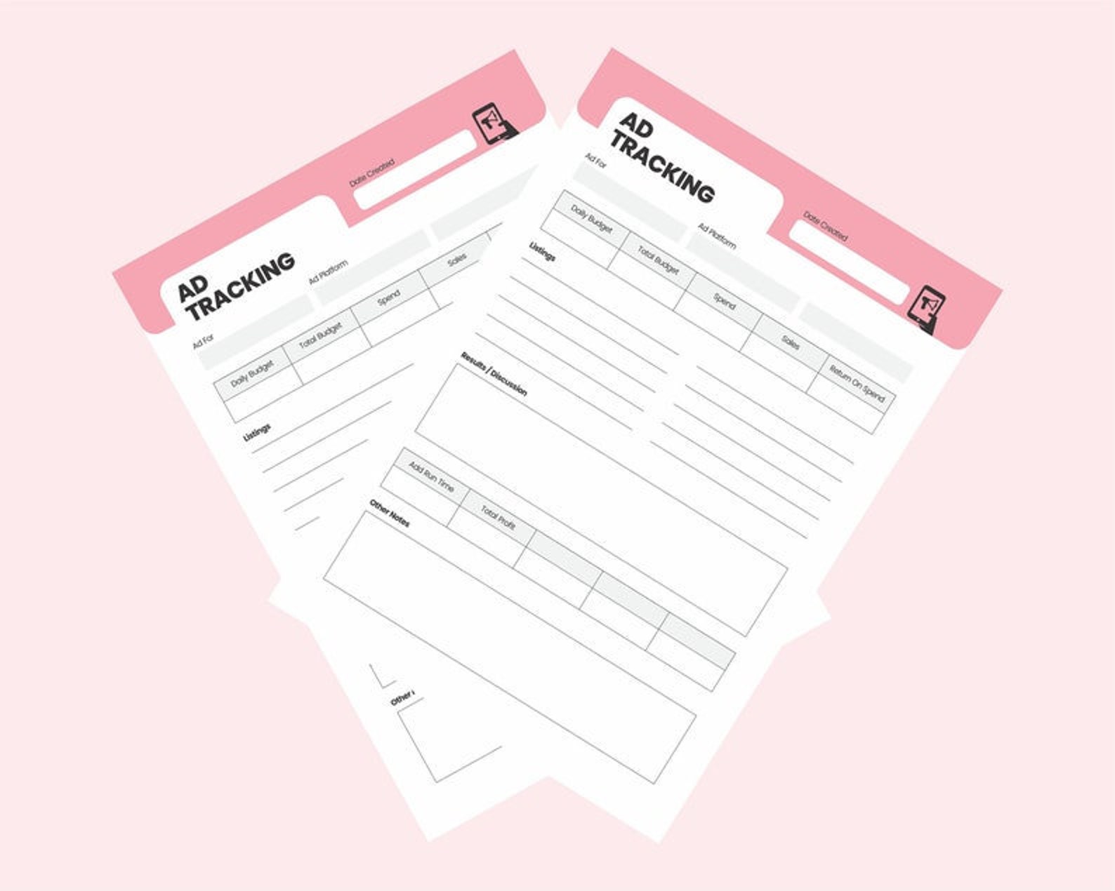 Printable Ad Tracking Sheet Social Media Advertisement Tracker Daily ...
