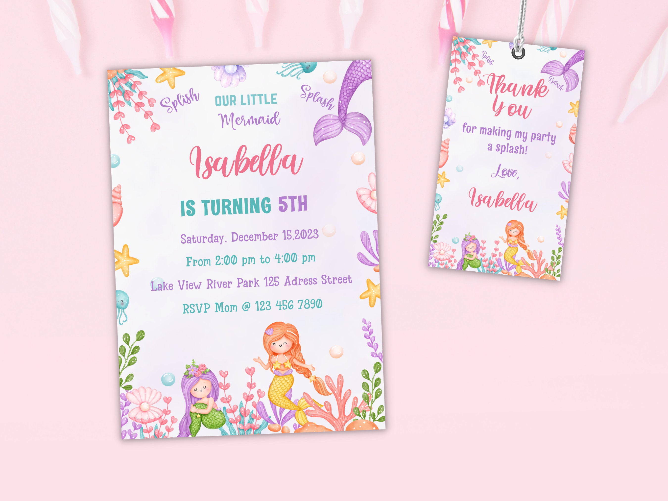 Editable Mermaid Birthday Invitation, Printable Mermaid Invitation ...