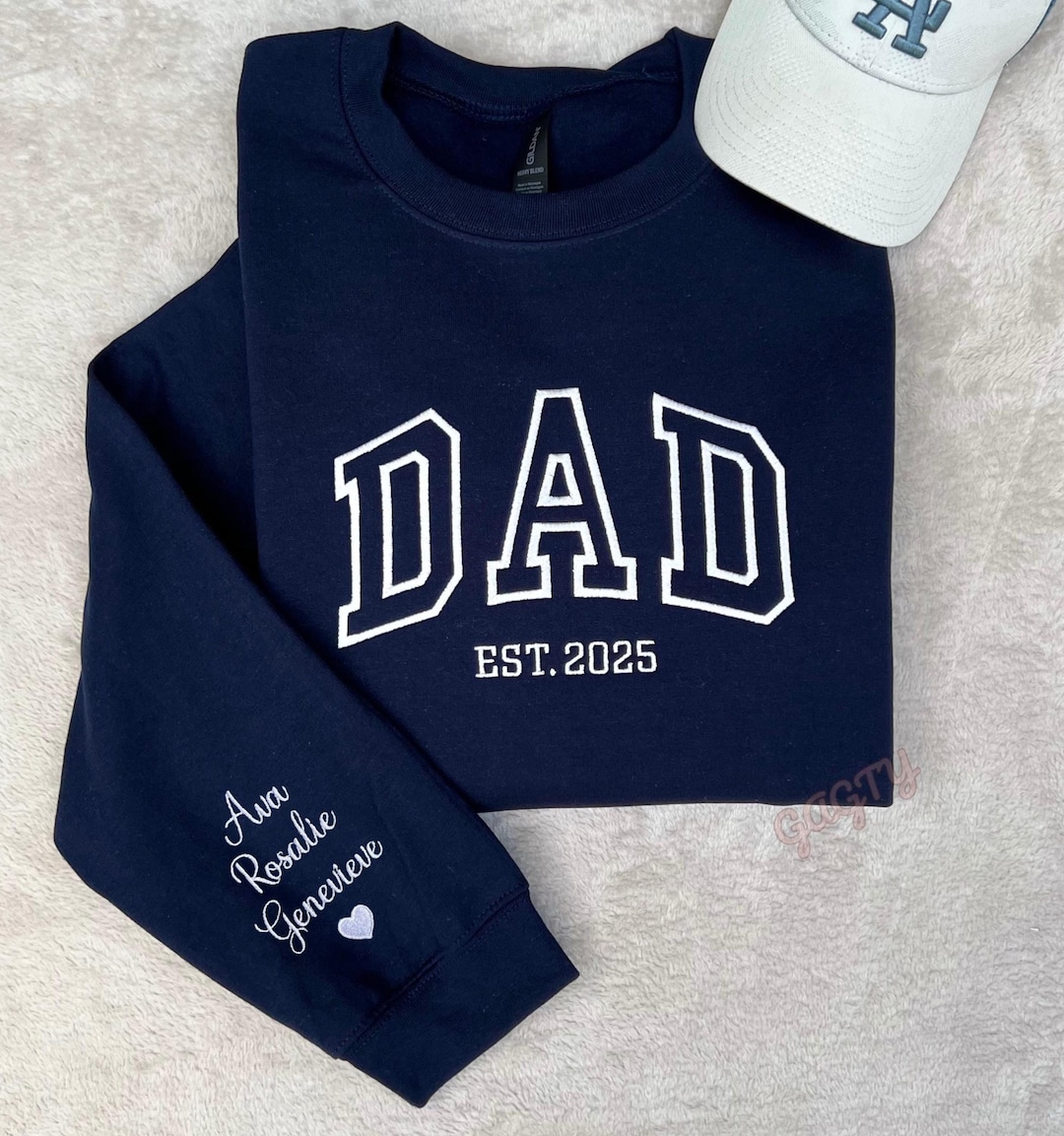 Custom Embroidered DAD Sweatshirt With Kids’ Names on Sleeve ...
