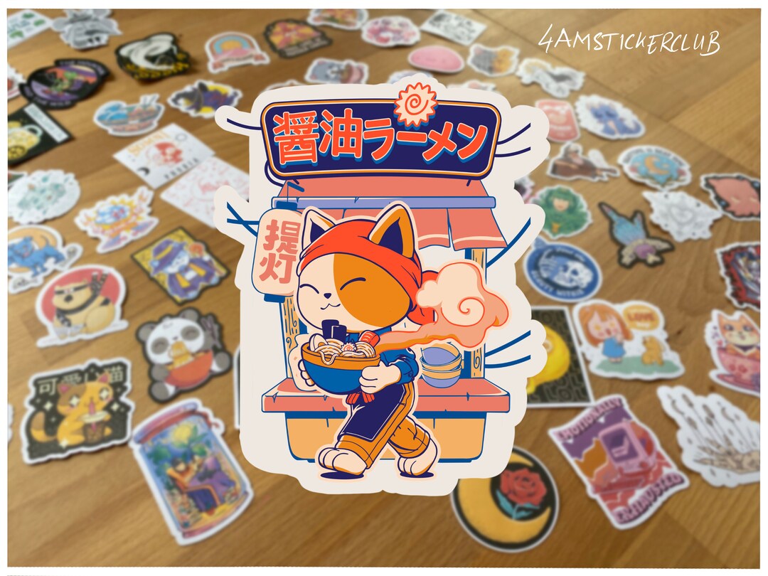 Ramen Chef Sticker Ramen Noodle Sticker a Cute Cat Making Some Asian ...