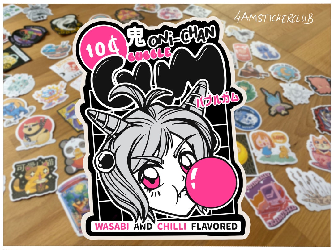 Oni Chan Sticker Wasabi and Chilli Illustration Anime Girl Sticker ...