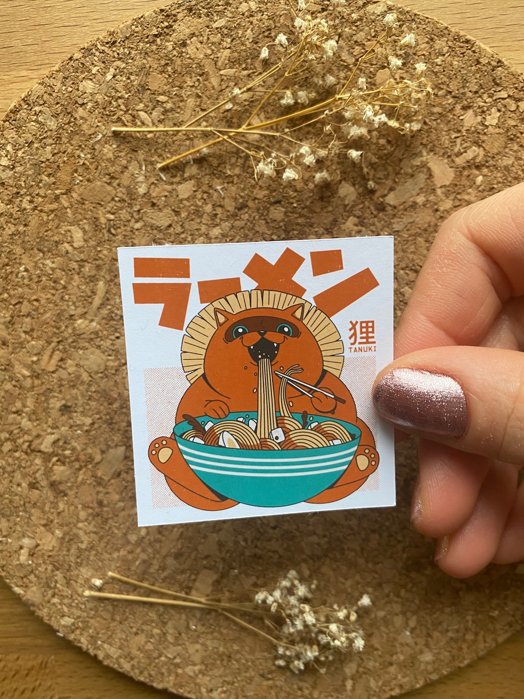 Tanuki Sticker Tanuki Eating Ramen Noodle Sticker Ramen Sticker ...
