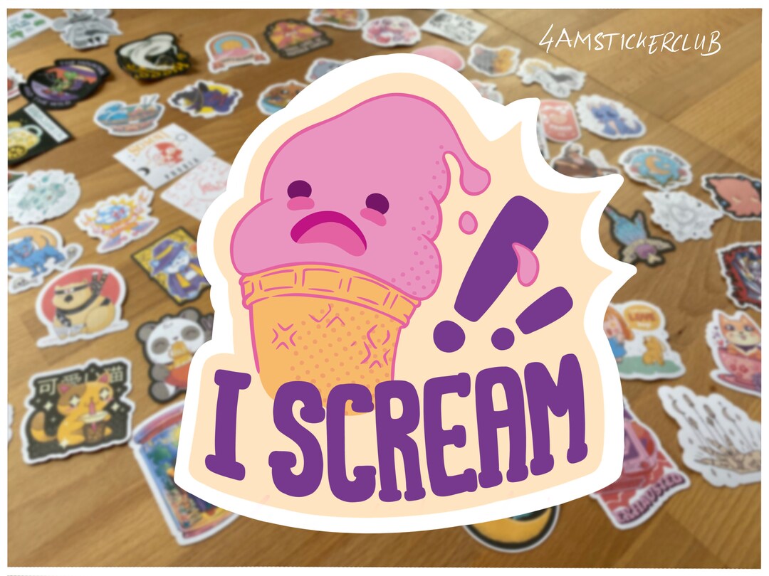 I Scream Ice Cream Sticker: Funny Meme Cartoon Graphic - Etsy