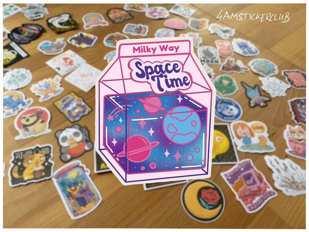 Space Time Milk Carton Sticker Milky Way Juice Box Sticker Kawaii Juice ...