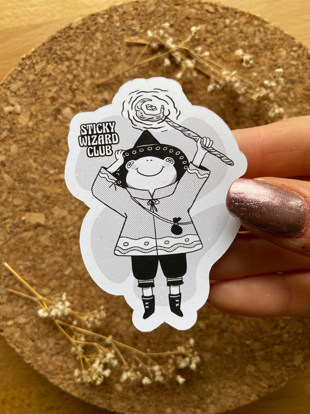 Sticky Wizard Sticker Comic Style Wizard Sticker Black and White Wizard ...