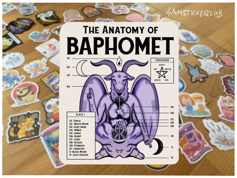 Anatomy of Baphomet Sticker - Gothic Occult Art - Etsy