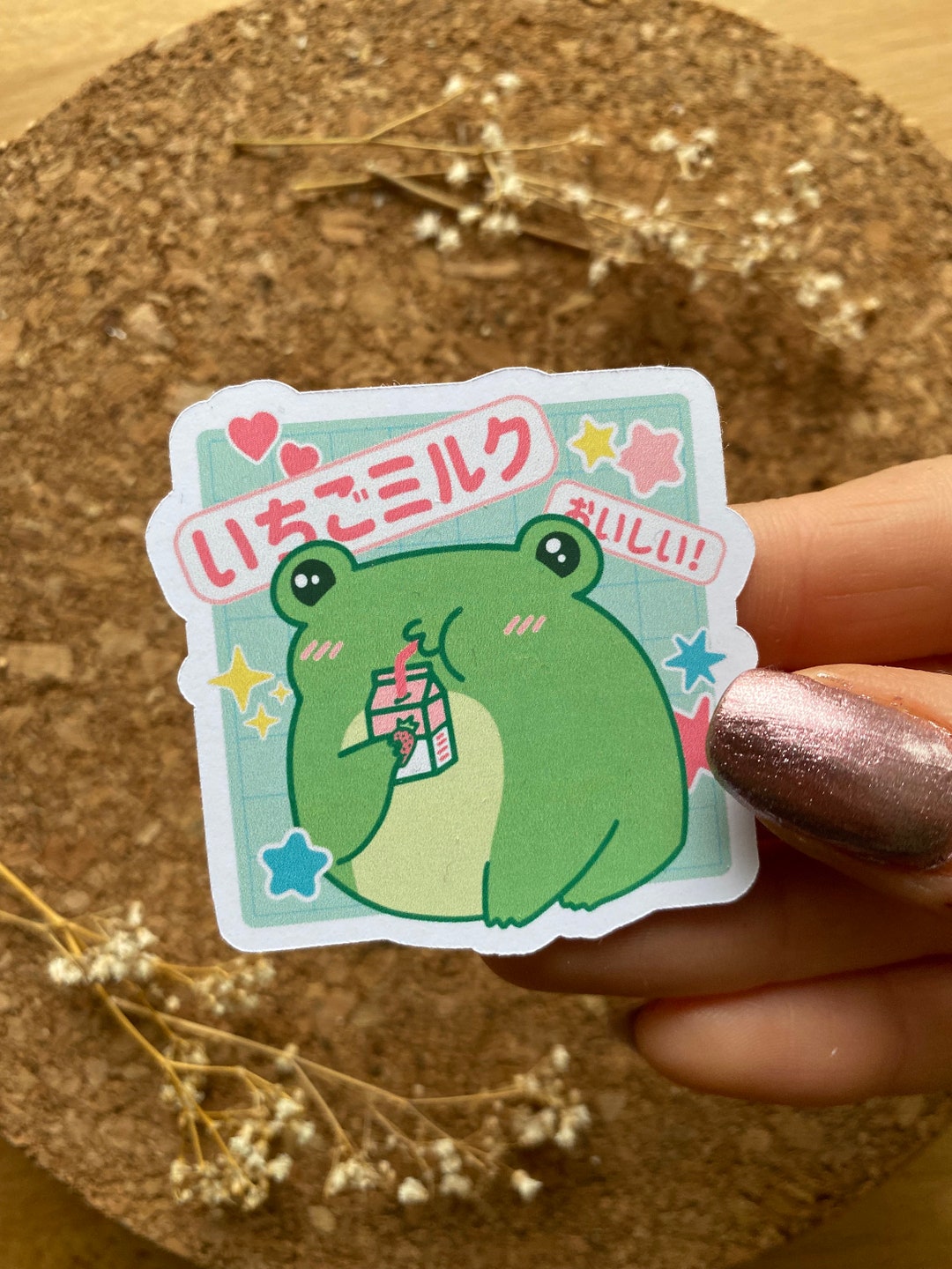 Kawaii Frog Drinking Some Kawaii Juice Sticker Kawaii Sticker Kawaii ...