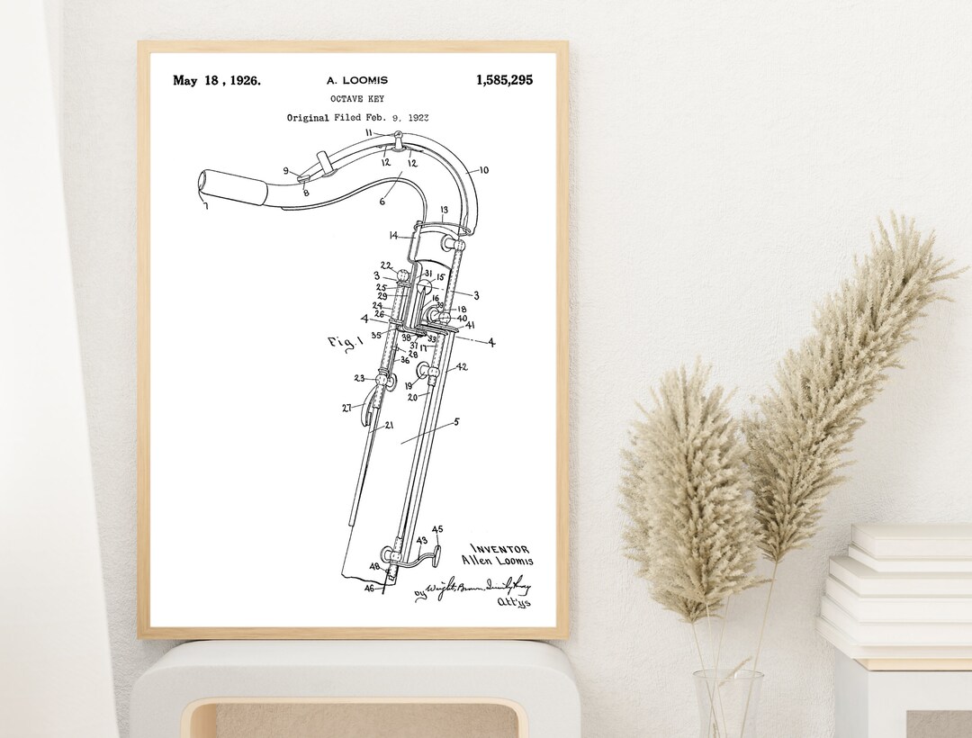Alto Saxophone Octave Key Patent Art Print: Vintage Blueprint - Etsy