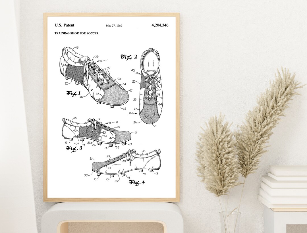 Vintage Soccer Shoe Blueprint Poster: Retro Football Patent Art - Etsy