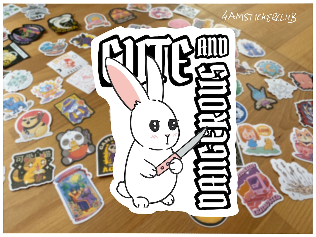 Angry Bunny With Knife Sticker: Sarcastic Rabbit Art - Etsy