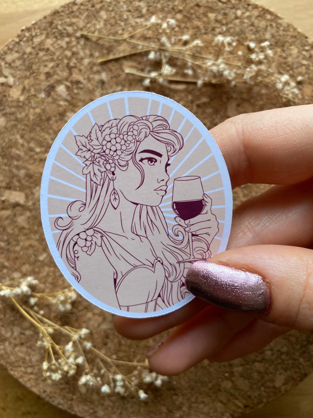 Greek Goddess Sticker Wine Drinking Sticker Red Wine Sticker Greek ...