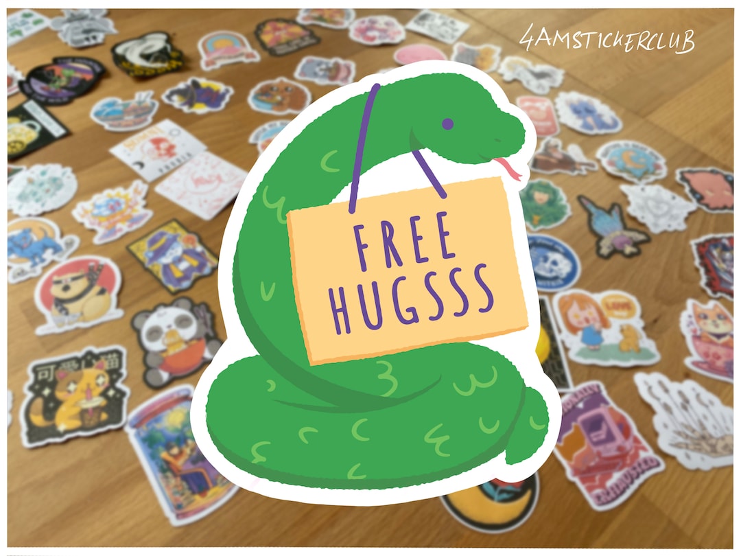 Free Hugsss Sticker Funny Snake Sticker Serpent Sticker Cute Reptile ...