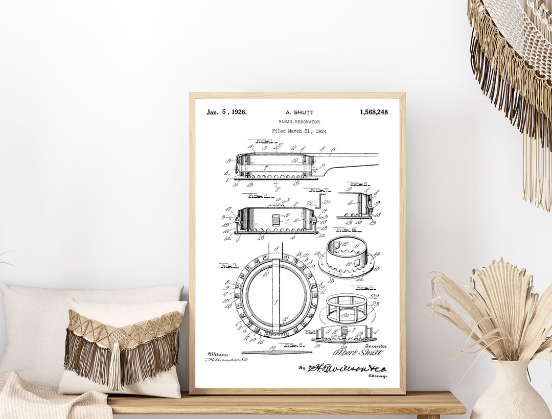 Banjo Patent Art Print: Vintage Blueprint Poster - Etsy
