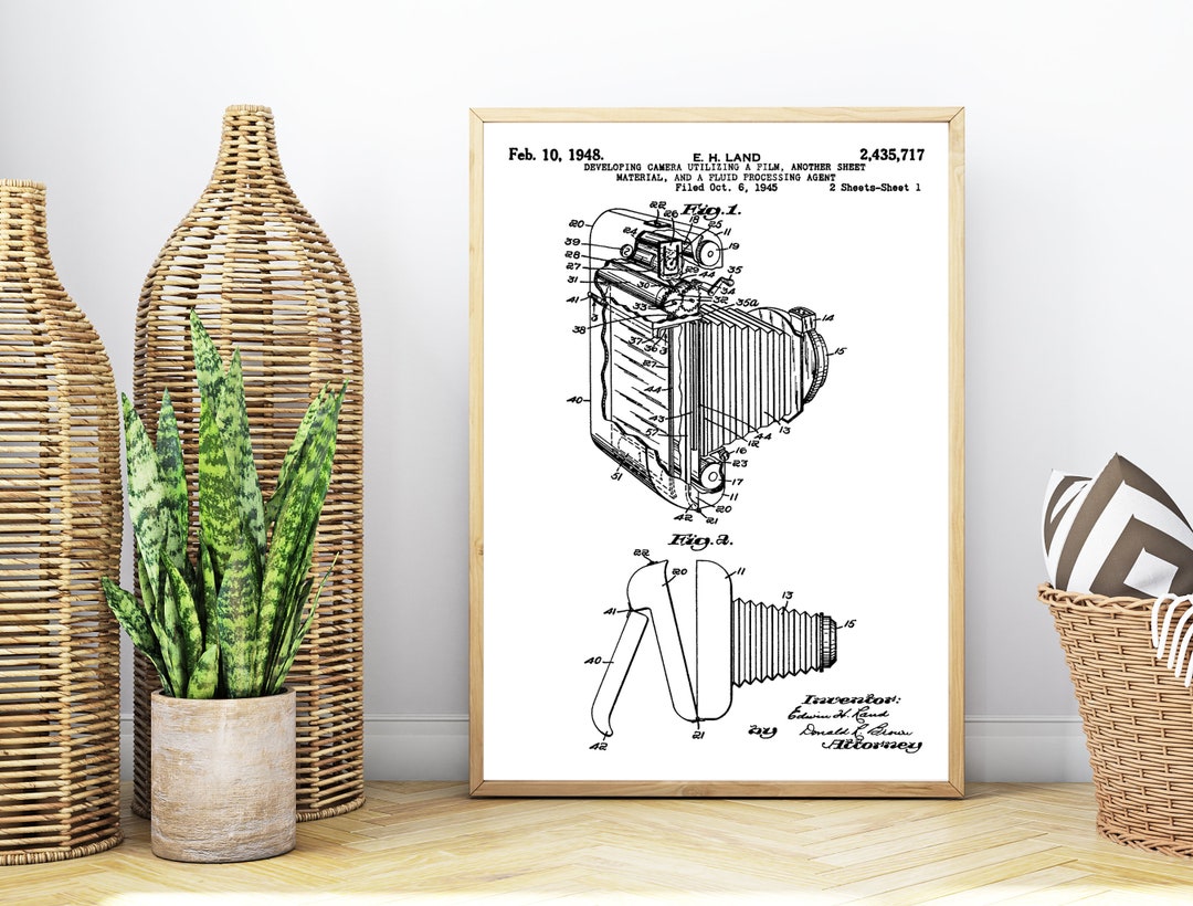 Vintage Roll Film Camera Blueprint Art Print: Retro Photography Patent ...