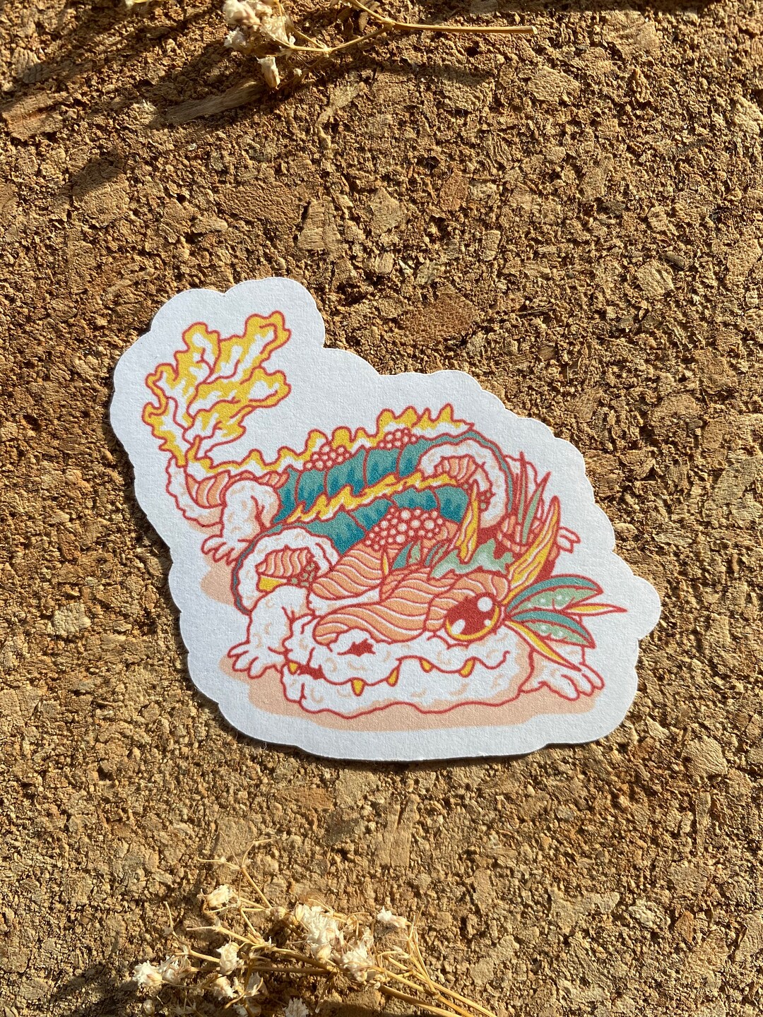 Sushi Dragon Sticker Manga Dragon Sticker Japanese Animal - Etsy