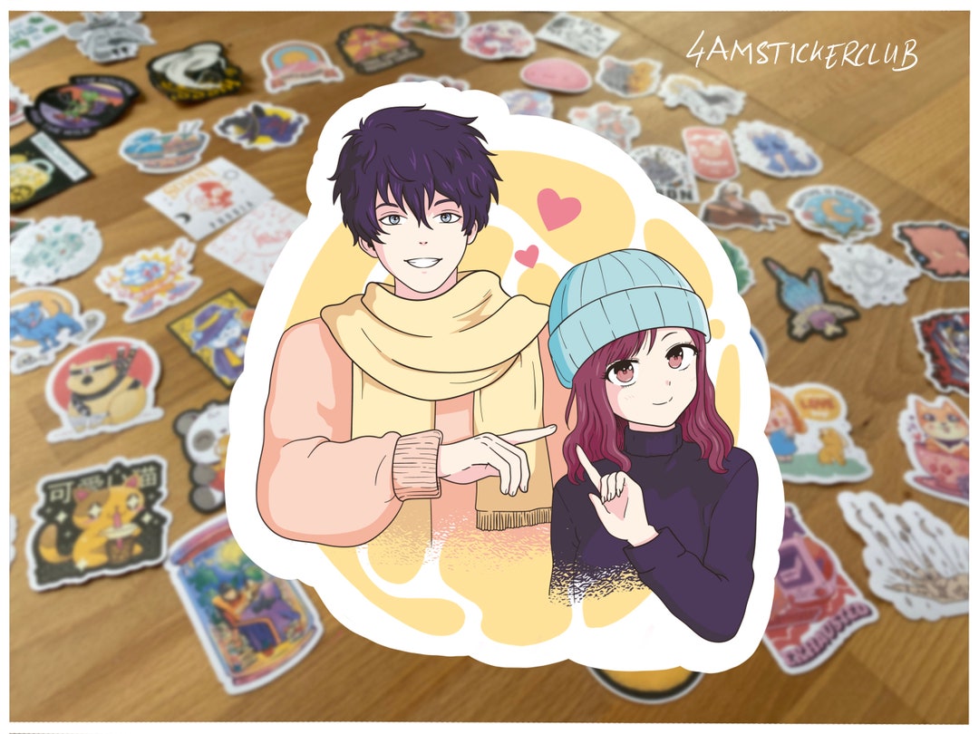 Cute Anime Couple Sticker Kawaii Girl Sticker Chibi Boy Decal Anime ...