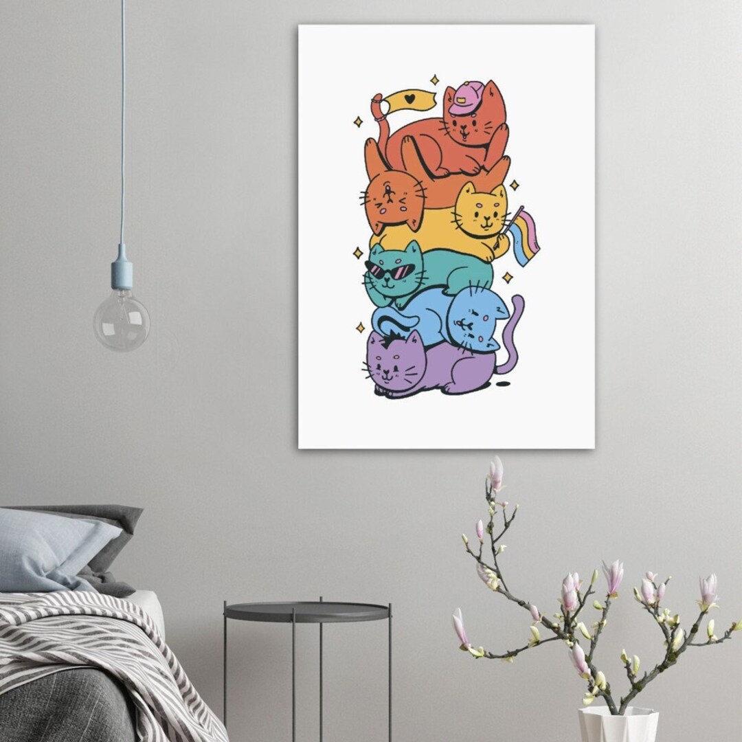 LGBTQ Poster LGBTQ Cat Tower Print All Humans Are Equal Poster Pride ...