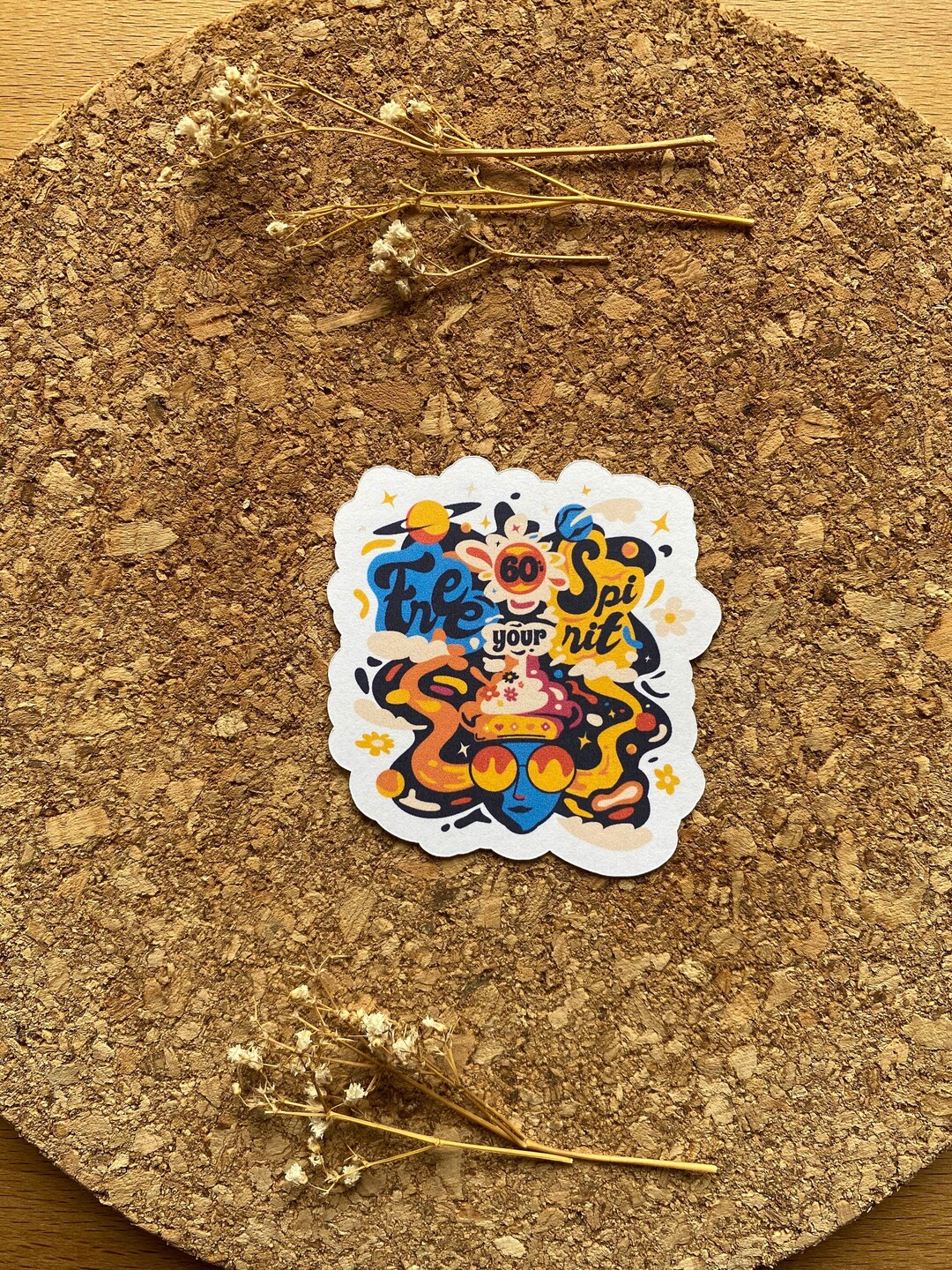 Free Your Spirit Sticker 60s Sticker Sixties Sticker Colorful Sticker ...