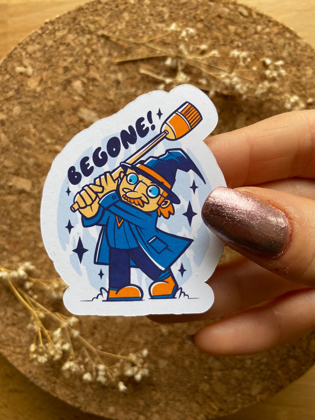Begone Cartoon Wizard Sticker Wizardry Sticker Magical Sticker Funny ...