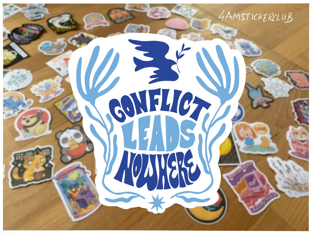 Conflict Leads Nowhere Sticker Anti War Illustration Sticker - Etsy