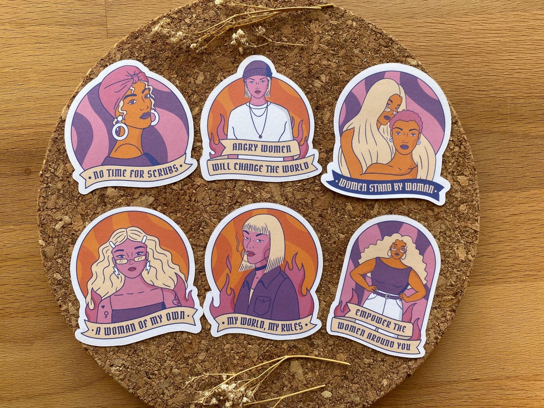 Girl Power Sticker Set: Retro Matte Finish Stickers - Etsy