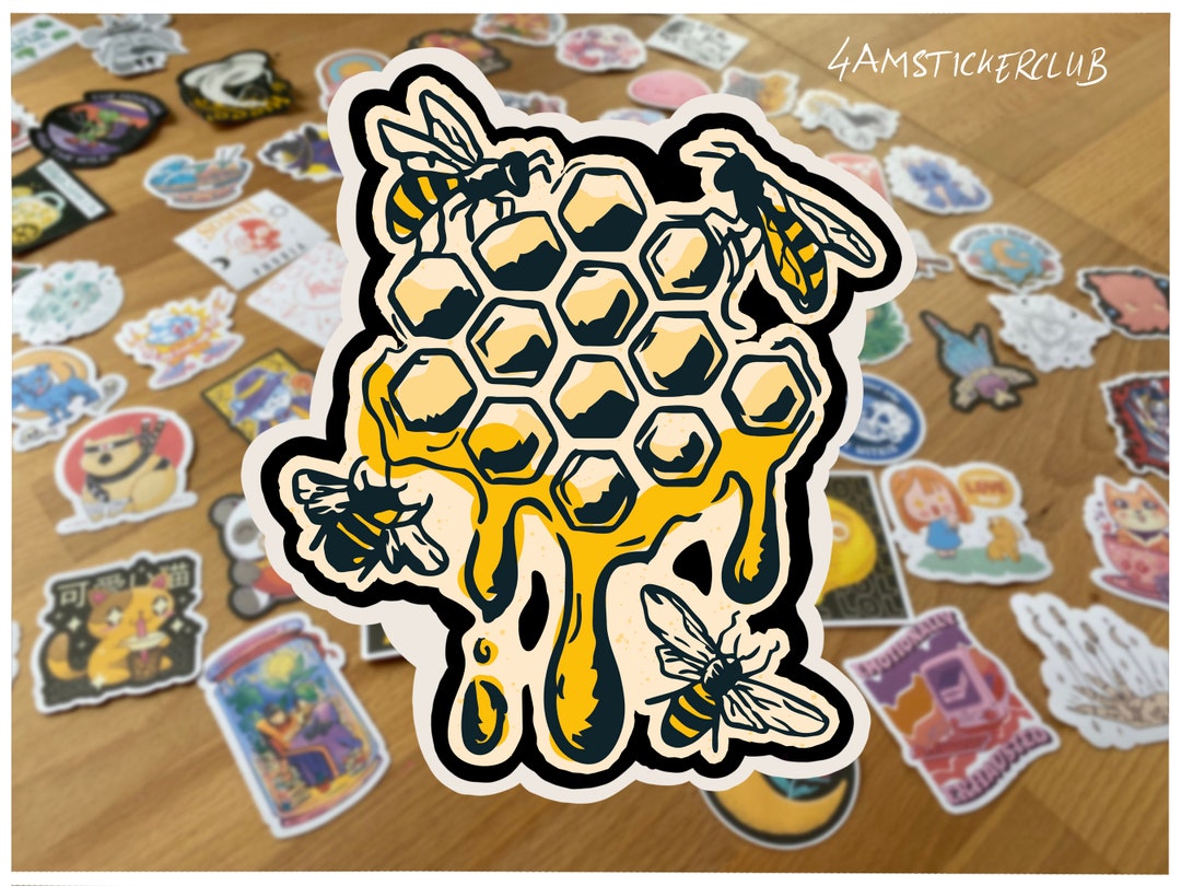 Honey Bee Sticker - Cute Waterproof Vinyl Stickers of Bees and a ...