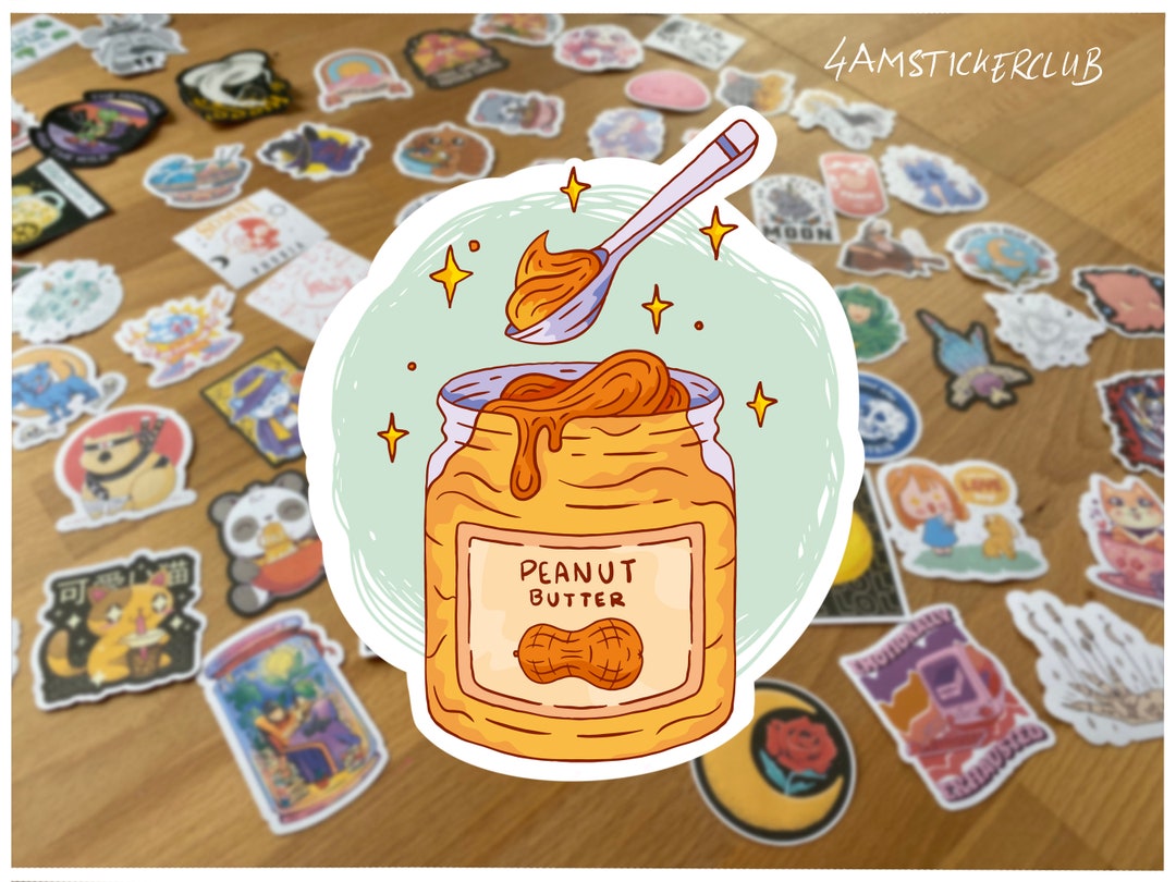 Peanut Butter Jar Sticker Peanut Butter Jelly Sandwich Artwork Food ...