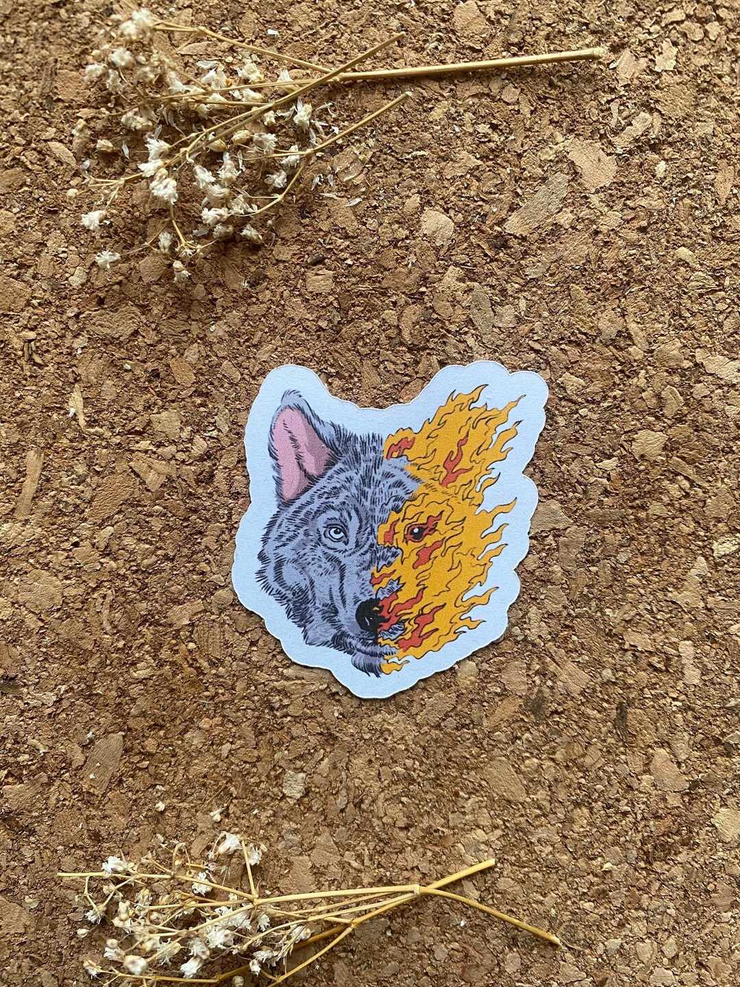 Two Face Wolf Sticker Burning Wolf Face Sticker Wolf Sticker Alpha Wolf ...