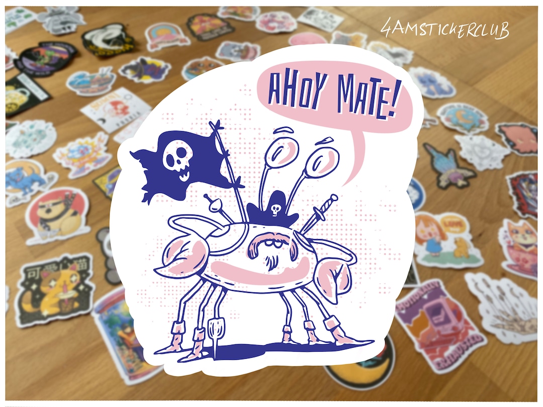 Pirate Crab Shouting Ahoy Mate Wearing a Pirate Hat and a Pirate Skull ...