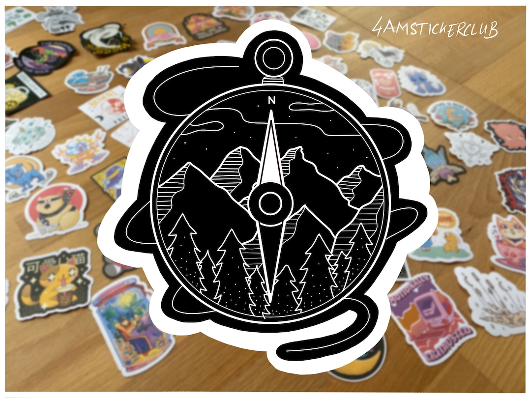 Minimalistic Compass Sticker Adventure Travel Sticker Outdoor - Etsy