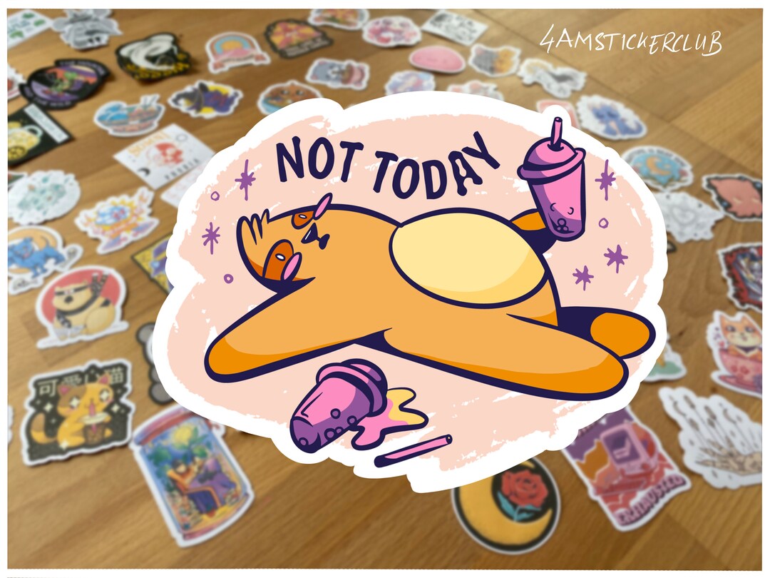 Lazy Sloth Sticker Not Today Sticker Art Cartoon Sloth Illustration ...