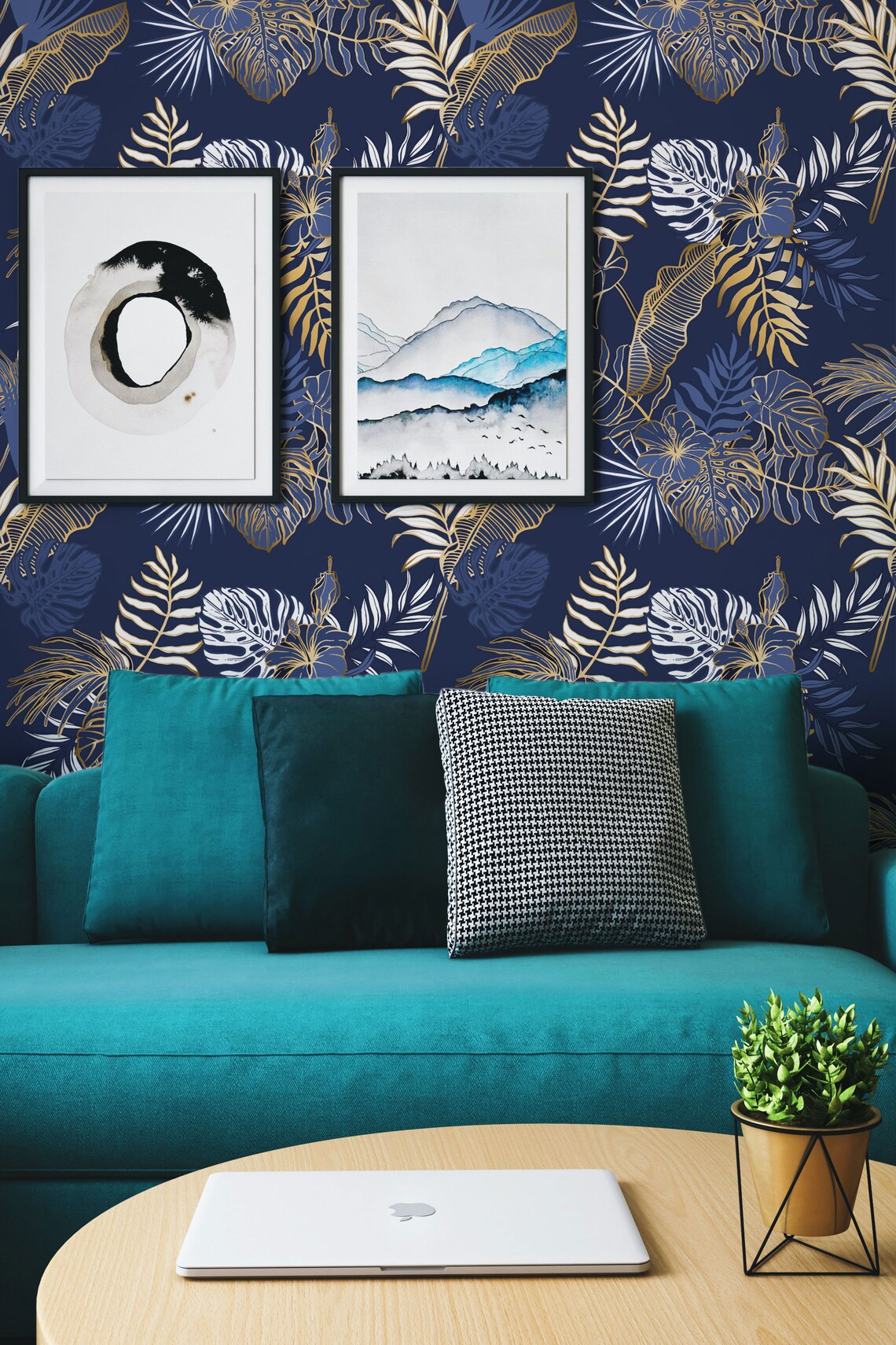 Metallic Leaves Peel and Stick Wallpaper: Easy Install Wall Mural - Etsy