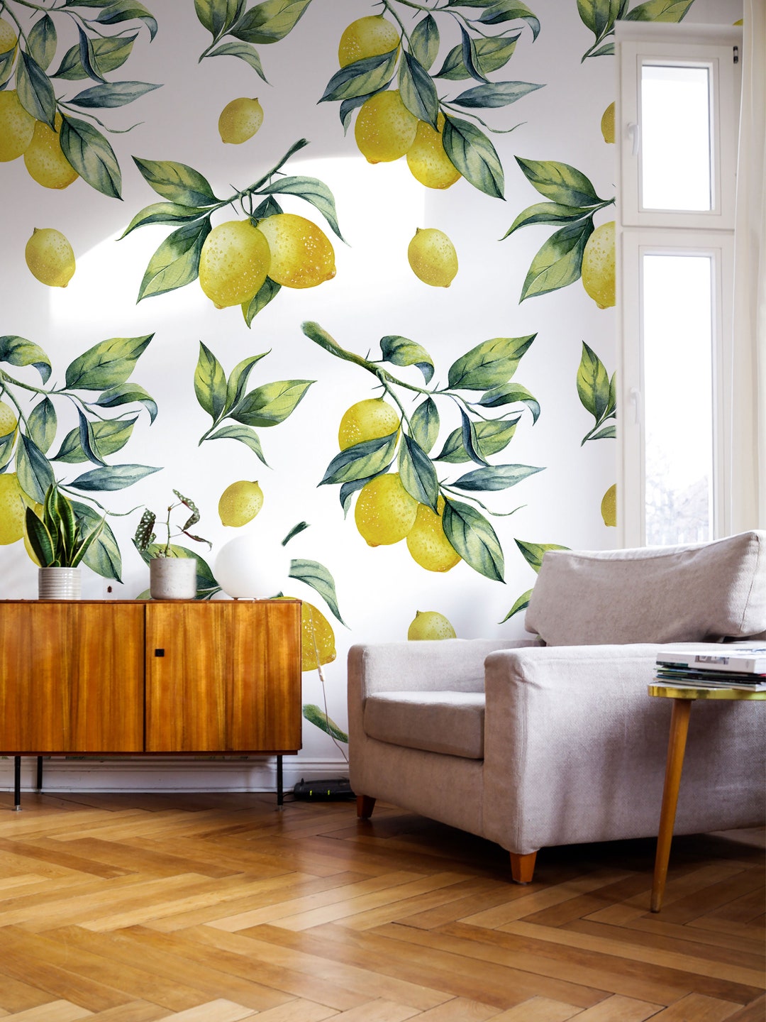 Lemons Wallpaper Removable Wallpaper Peel and Stick Wall Decor Home ...