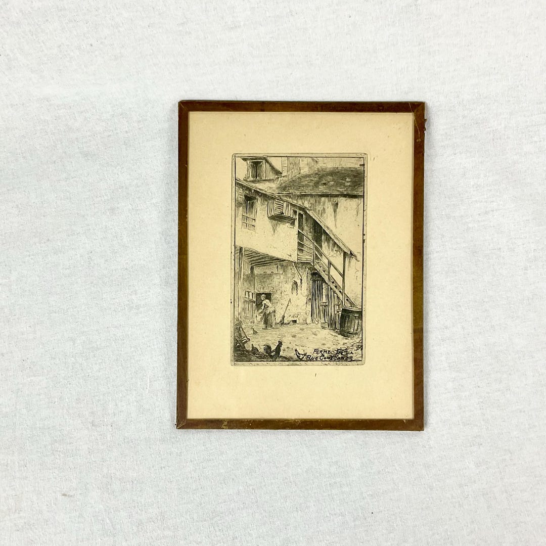 Original Etching by Artist Eugène Delatre Entitled Ferme De La Rue ...
