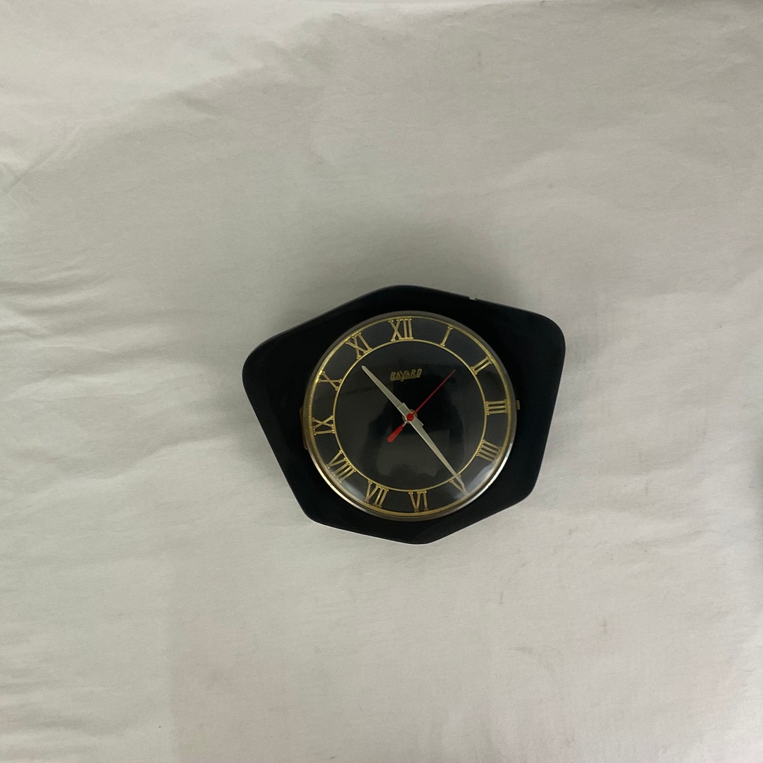 Pendulum Wall Clock Old BAYARD Brand in Black Formica Hexagonal Shape ...