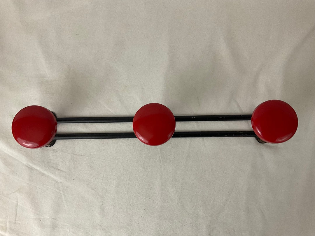 Vintage Black and Red Coat Rack With 3 Aligned Hooks - Etsy